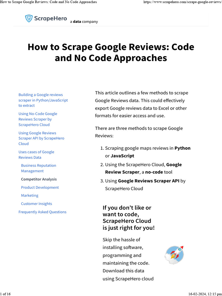 How To Scrape Google Reviews Code and No Code Approaches | PDF | Java ...