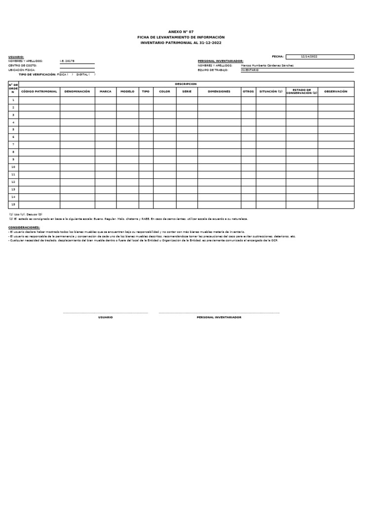 Formato Inventario 2023 | PDF