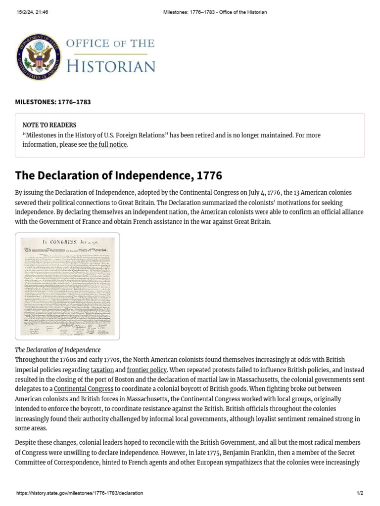 Declaration of Independence 1776 | PDF | United States Declaration Of ...