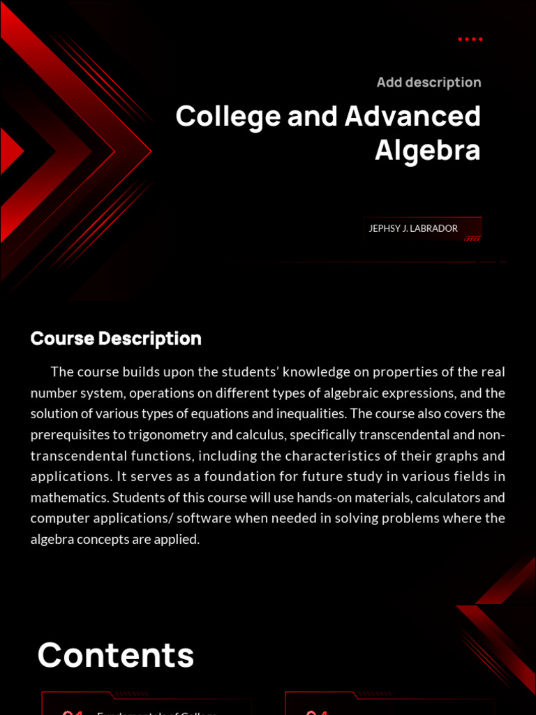 College and Advanced Algebra 1 | PDF | Algebra | Variable (Mathematics)