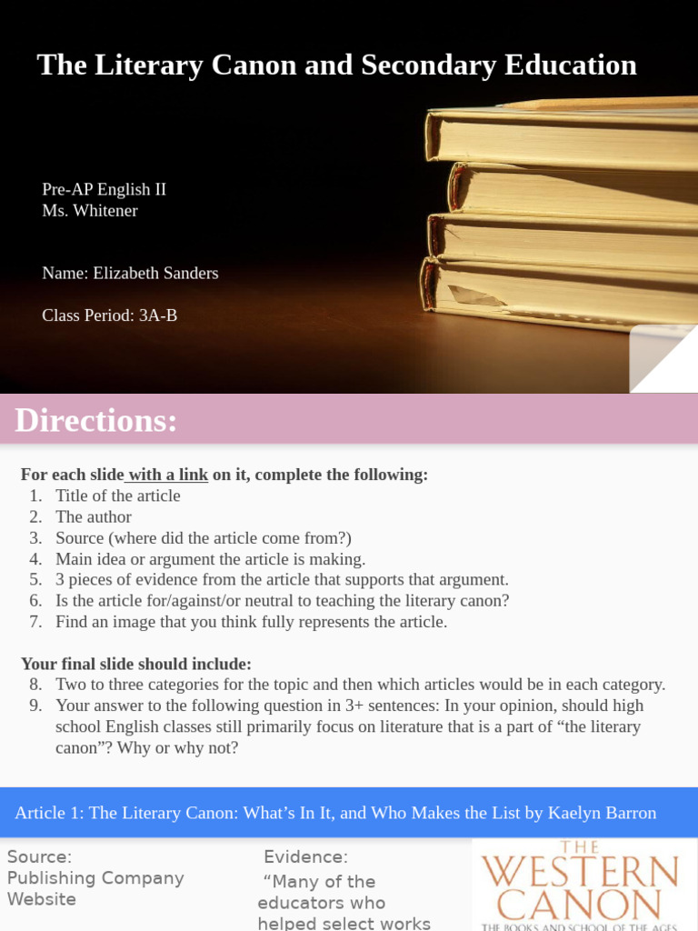 Listening To The Conversation - The Literary Canon and Secondary ...