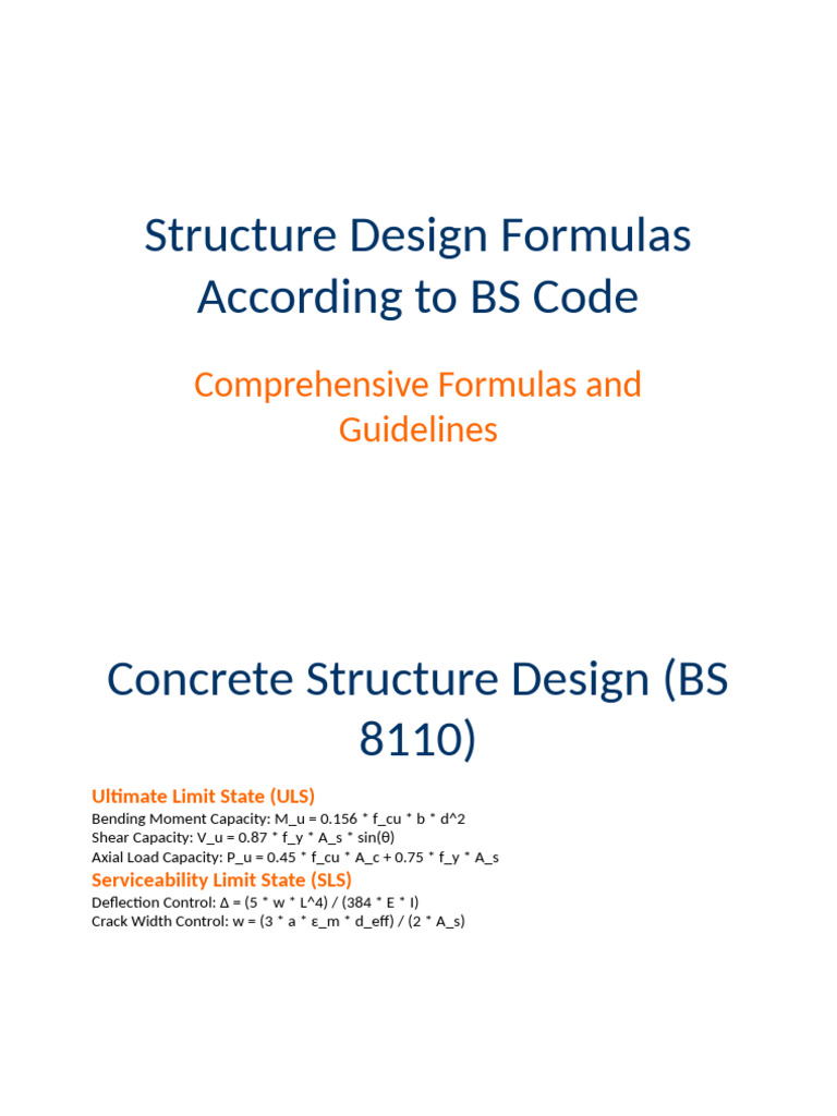 BS Structure Design Formulas Colorful | PDF