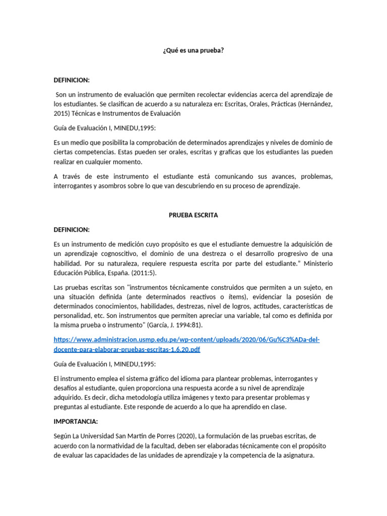 Pruebas Oales y Escritas | PDF | Evaluación | Aprendizaje