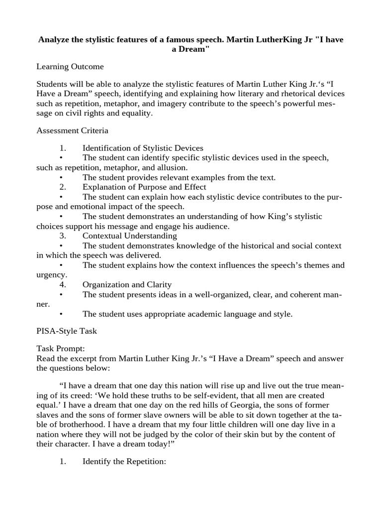 Martin LutherKing JR I Have A Dream | PDF | Dream
