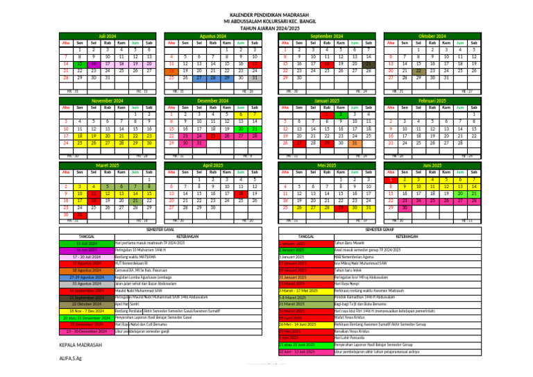 Kaldik - Madrasah - 2024-2025 - ABDUSSalam Fix | PDF