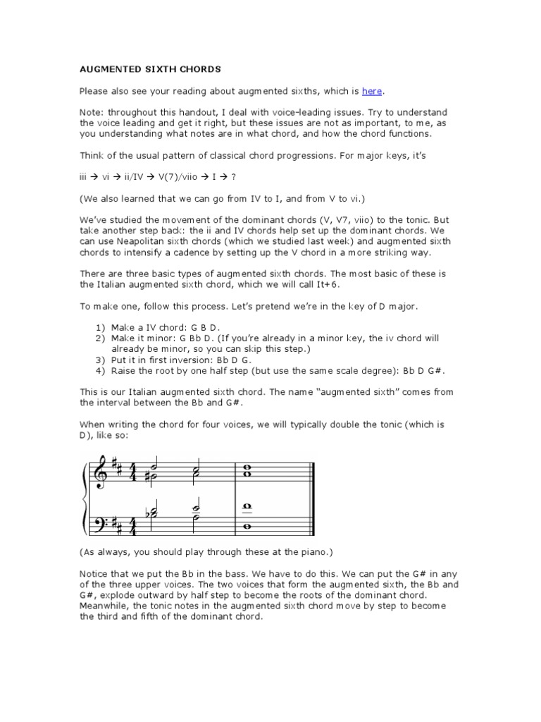 Understanding Augmented Sixth Chords | PDF | Chord (Music) | Musical ...