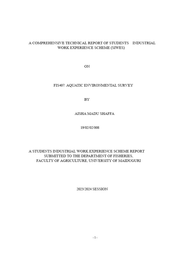 Copy-Fis 407 (Aquatic Survey) 1 | PDF | Plankton | Water