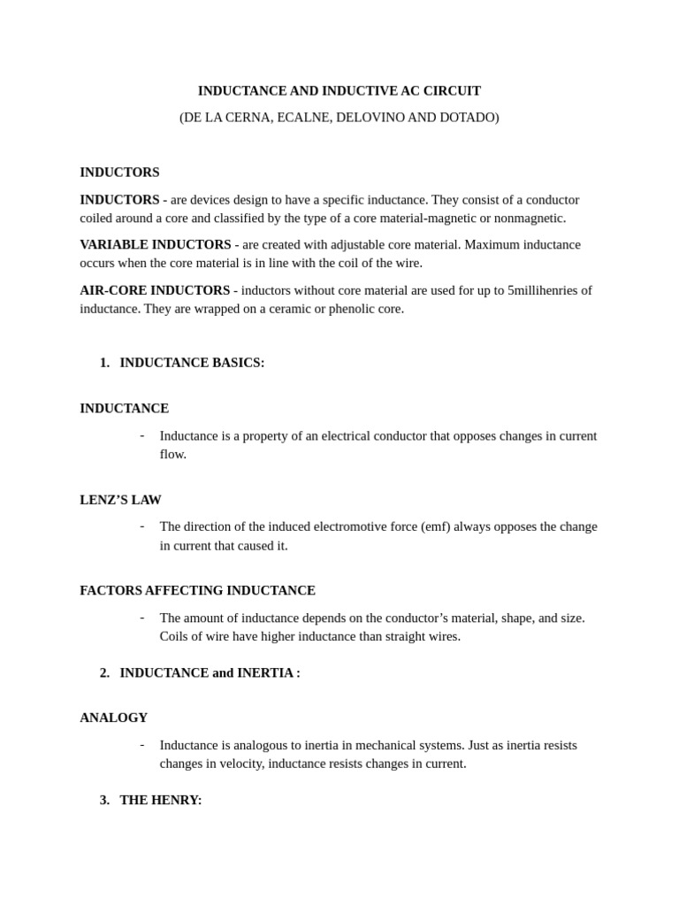 Understanding Inductance in AC Circuits | PDF | Inductor | Inductance