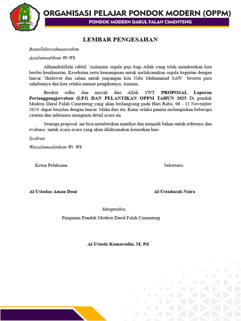 PROPOSAL Pelantikan OPPM 2025 FIKS | PDF