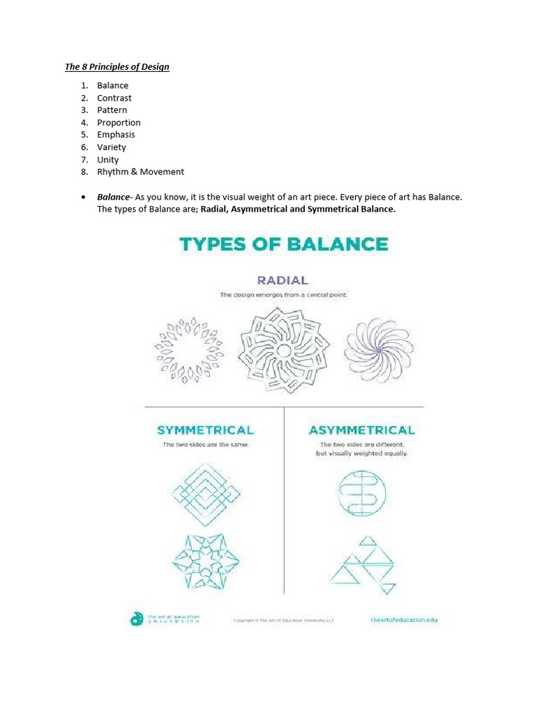 Year 7 Art Notes On The Principles of Design | PDF | Art