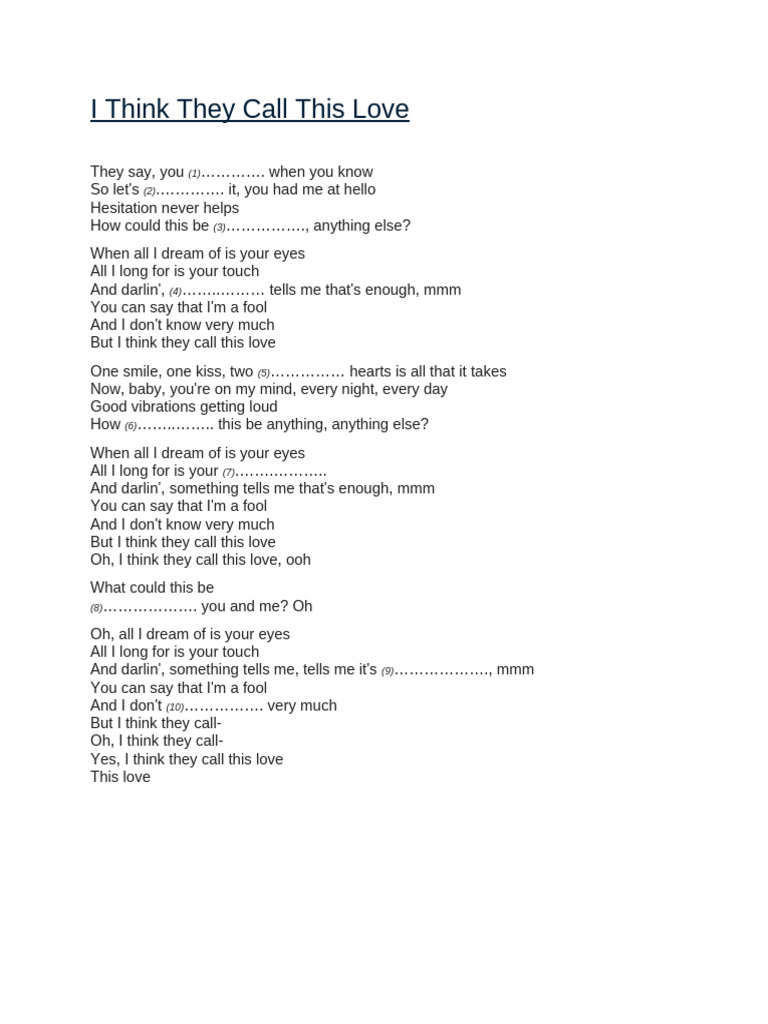 I Think They Call This Love | PDF