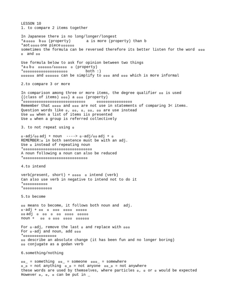Genki 1 Lesson 10 12 | PDF