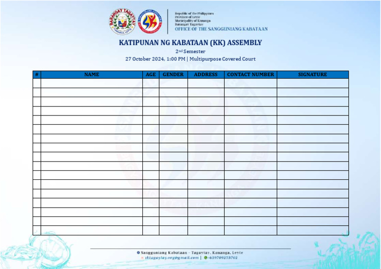 KK Assembly Attendance | PDF