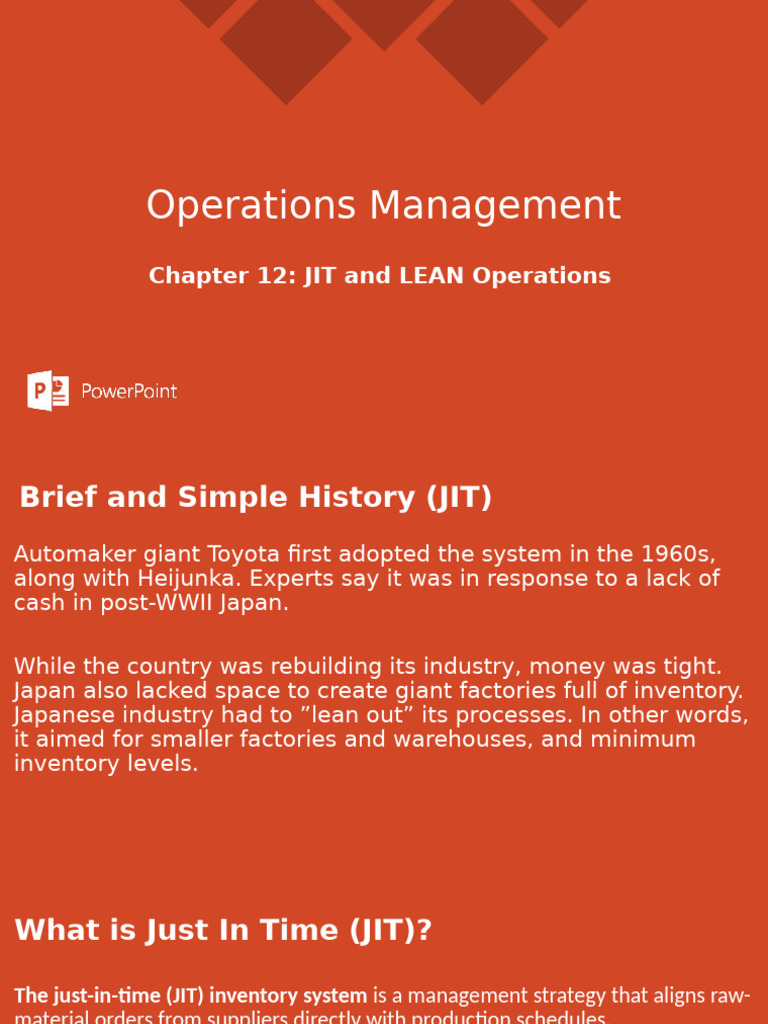 Chapter 12 - JIT and LEAN Operations | PDF | Lean Manufacturing | Inventory