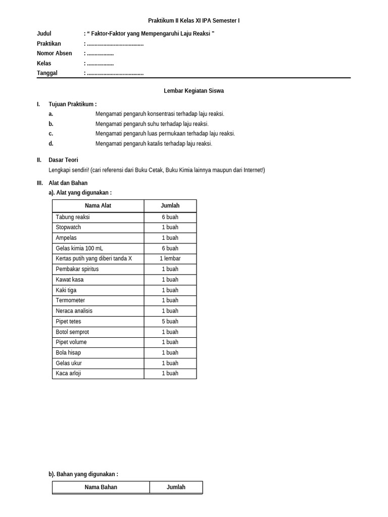 Praktikum 6 Faktor Laju Reaksi Pdf