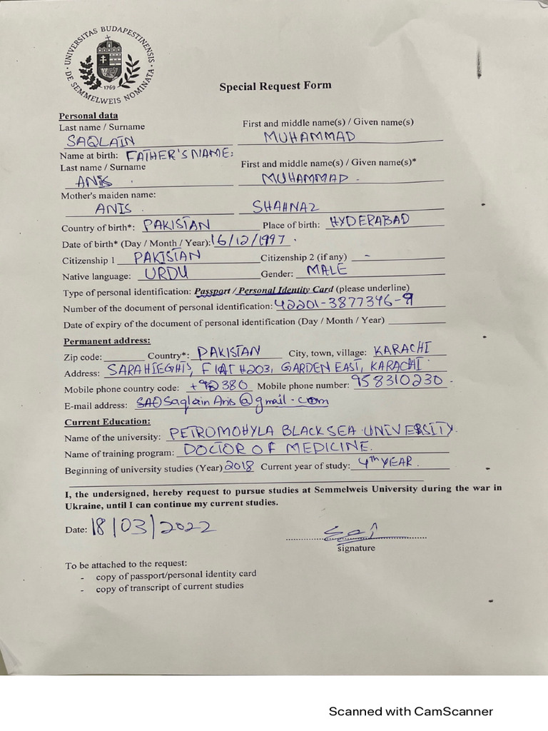 Special Request Form | PDF