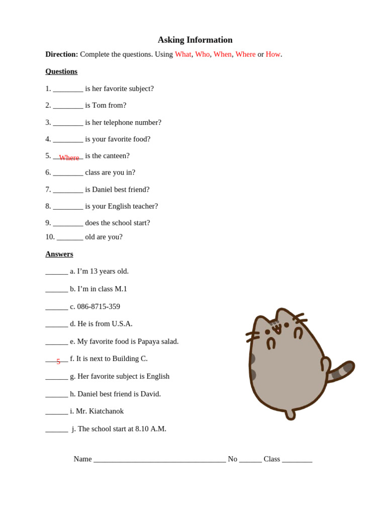 Asking Information (Universal) | PDF