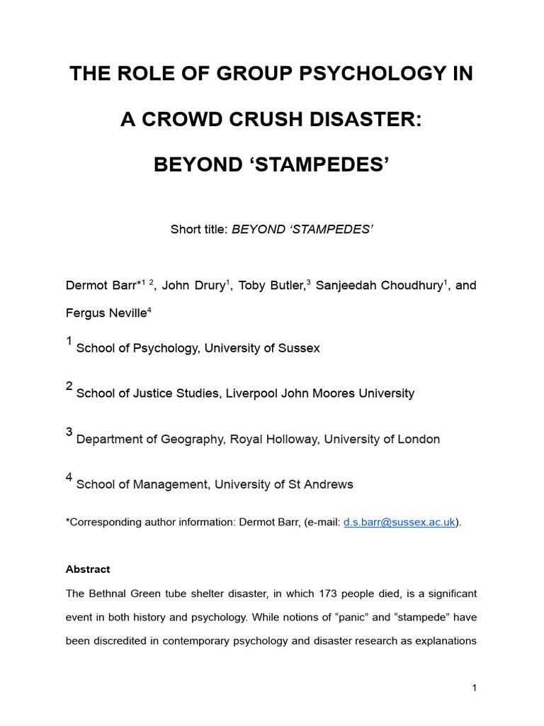 Group Psychology in Crowd Disasters | PDF