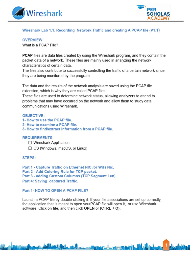 Wireshark Lab 1.2 Import and Examine PCAP File (V1.1) | PDF | Transmission Control Protocol ...
