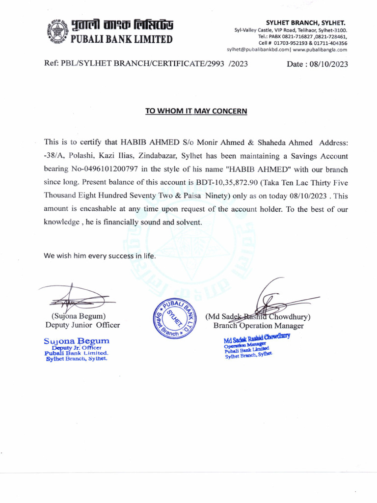 Pubali Bank Limited - Habib | PDF