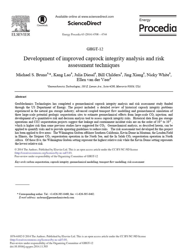 Development of Improved Caprock Integrity Analysis | PDF | Stress (Mechanics) | Petroleum Reservoir