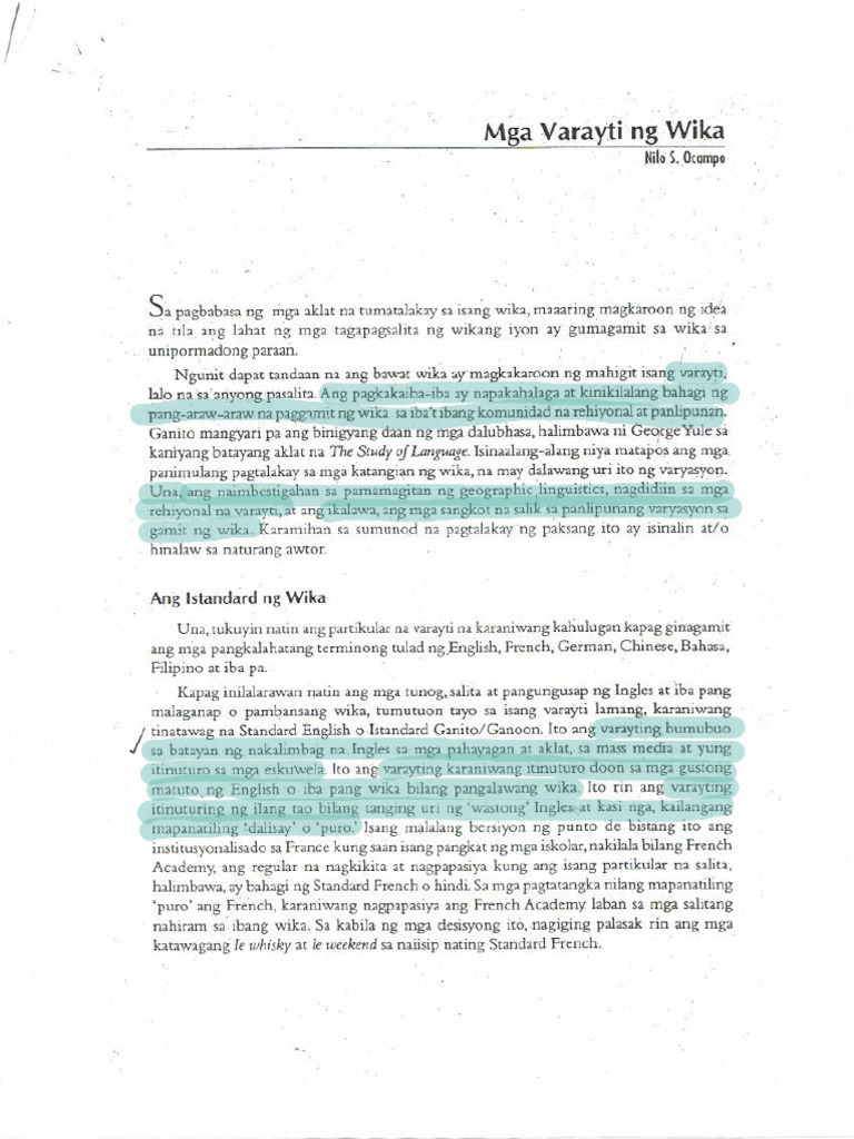 M1 2. Mga Varayti NG Wika | PDF | Social Science