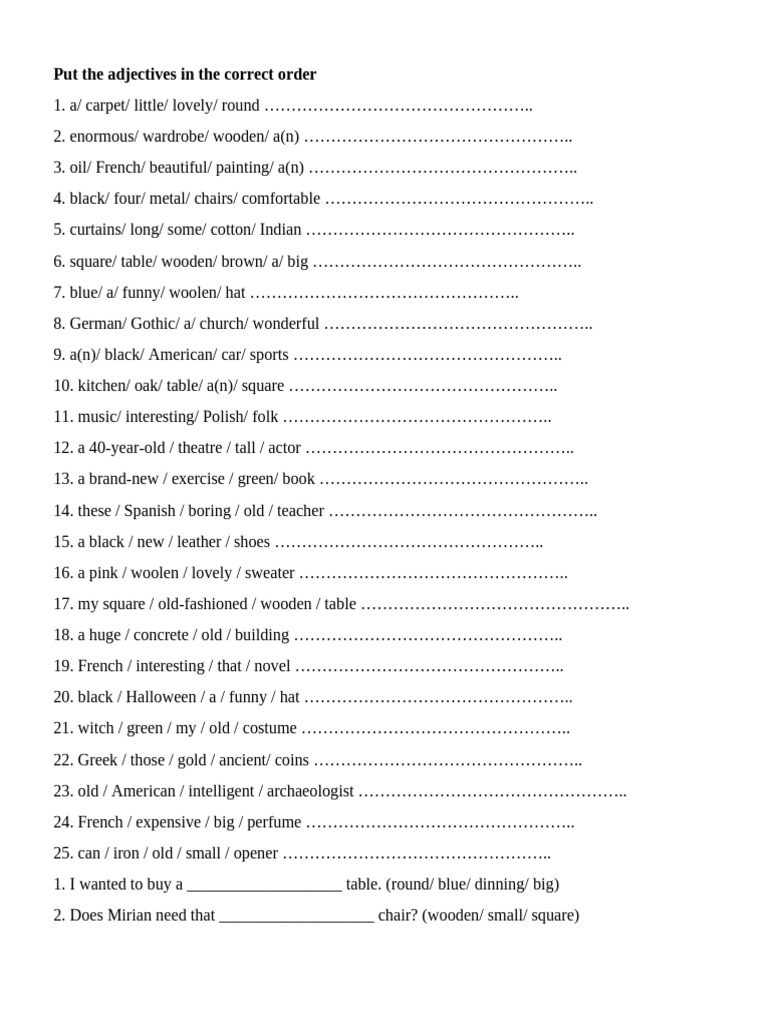 ADJECTIVES EXERCISES 2 | PDF