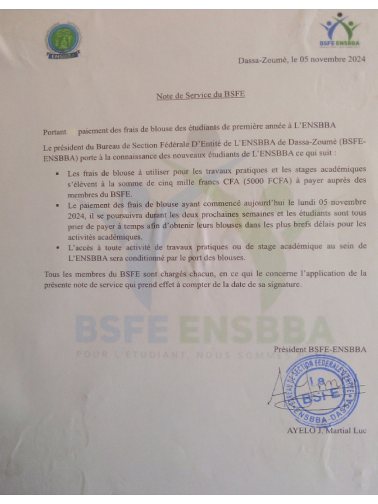 Note BSFE | PDF