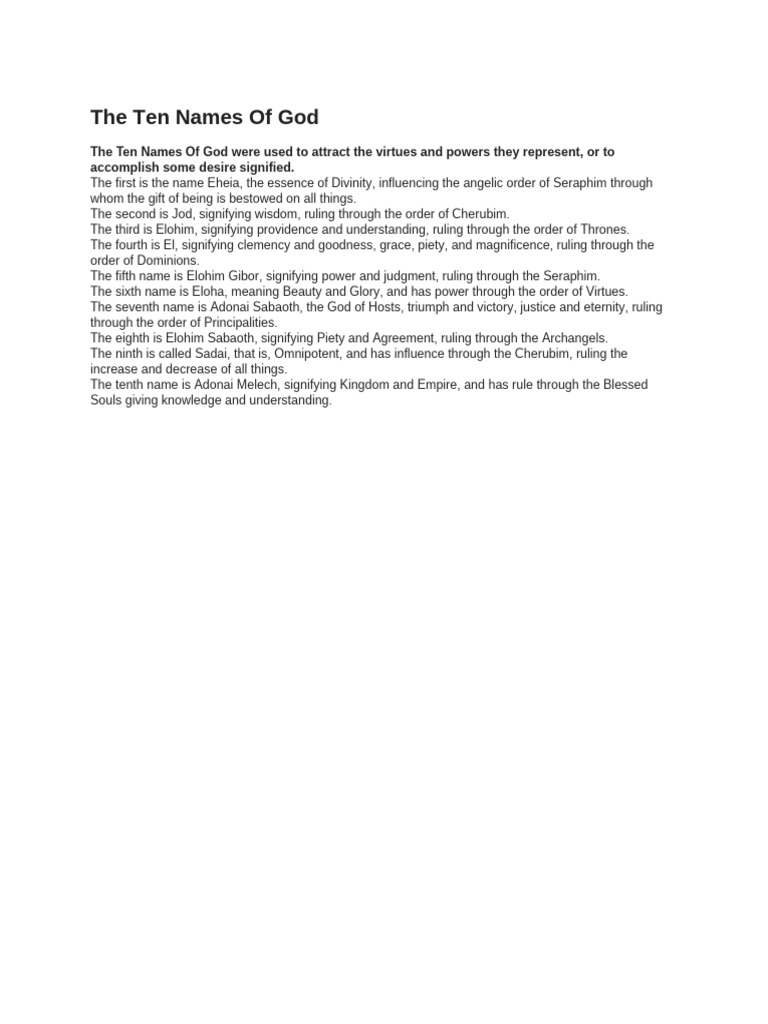 The Ten Names Of God | PDF