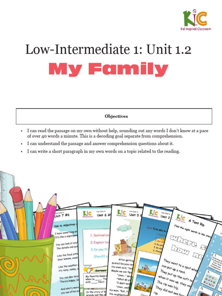 LI1 U1 Passage My Family | PDF | Reading Comprehension | Phonics