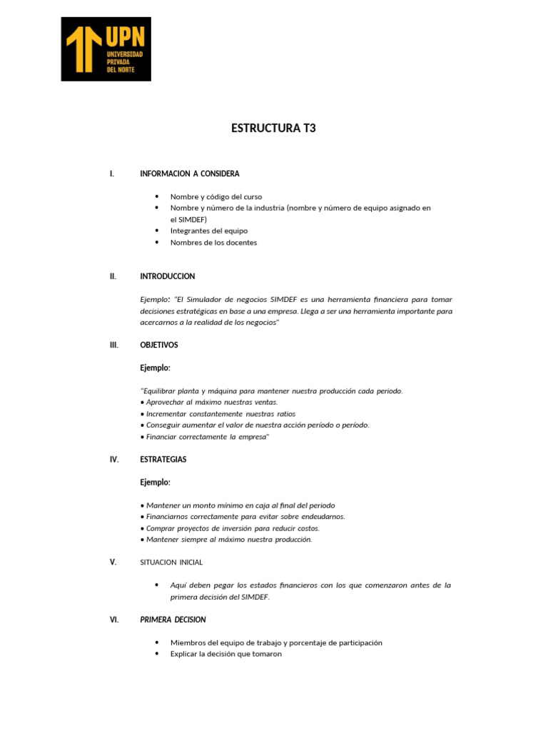Estructura de Informte Simdef - t3 - CG 2024-II | PDF | Estado financiero | Business