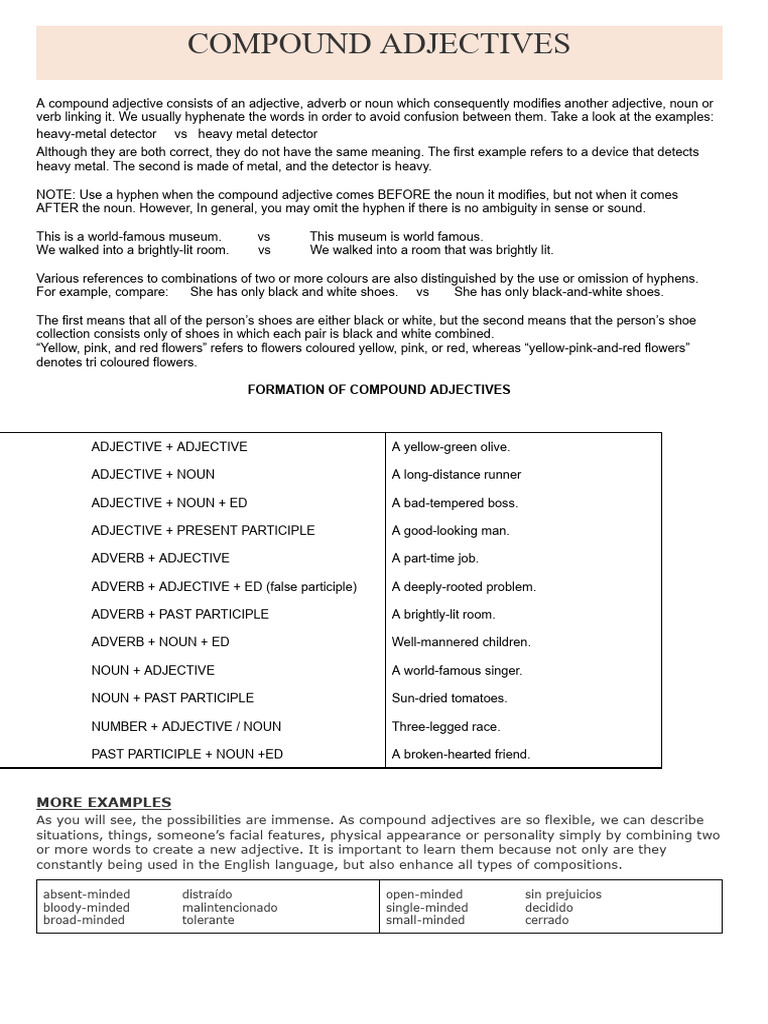 compound-adjectives | PDF | Adjective | Grammar