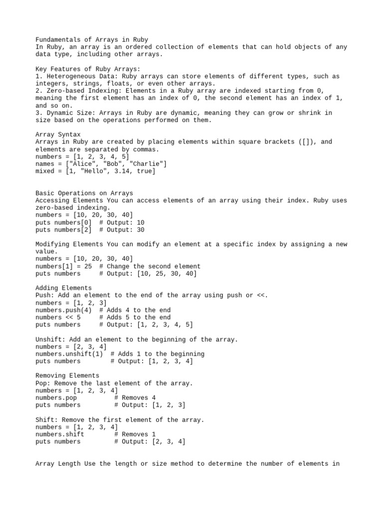 LU 36-39 Ruby Basic-Cs-Arrays | PDF | Computer Data | Software Development