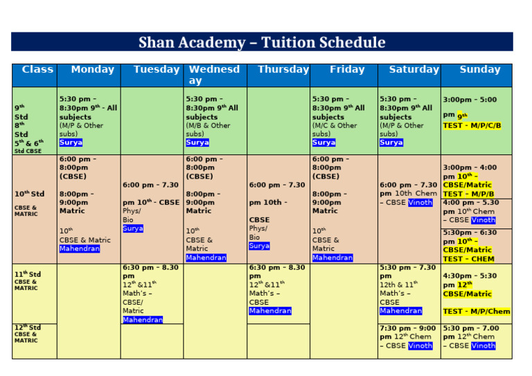 Shan Acad - Tuition Timing - 13!06!2024 | PDF