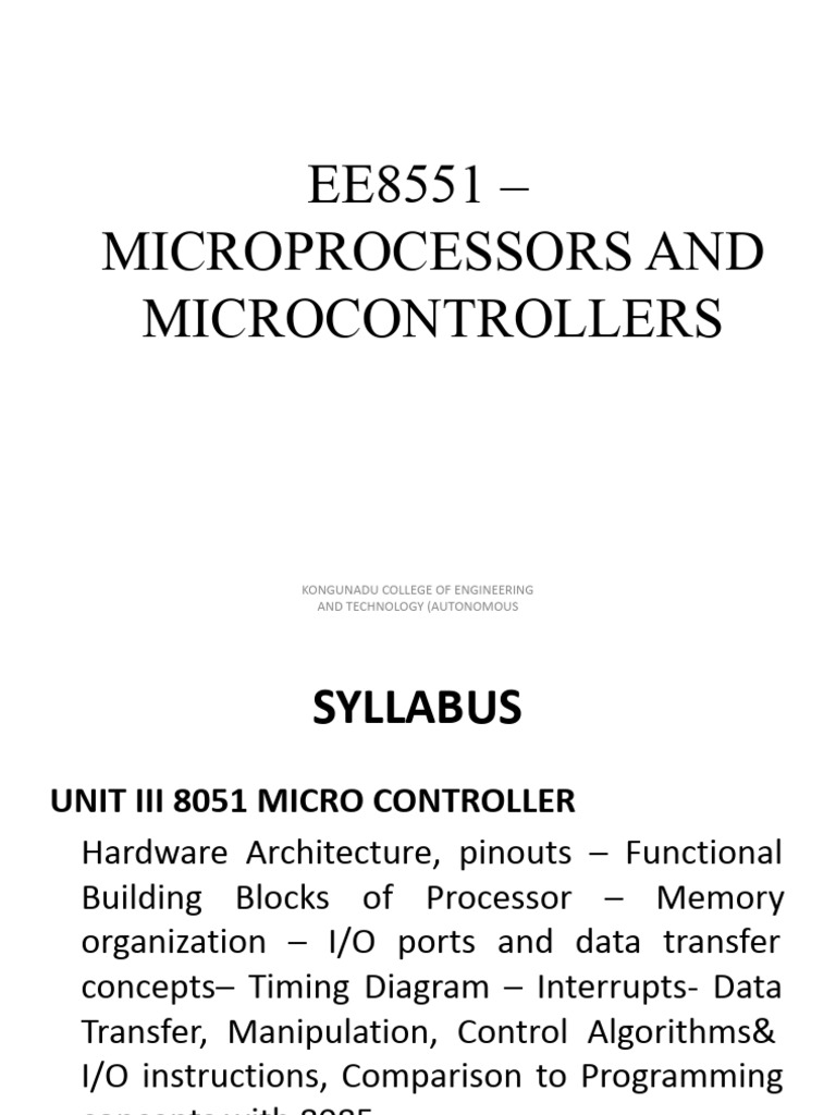 UNIT 4 Introduction To Microcontroller | PDF | Microcontroller | Microprocessor