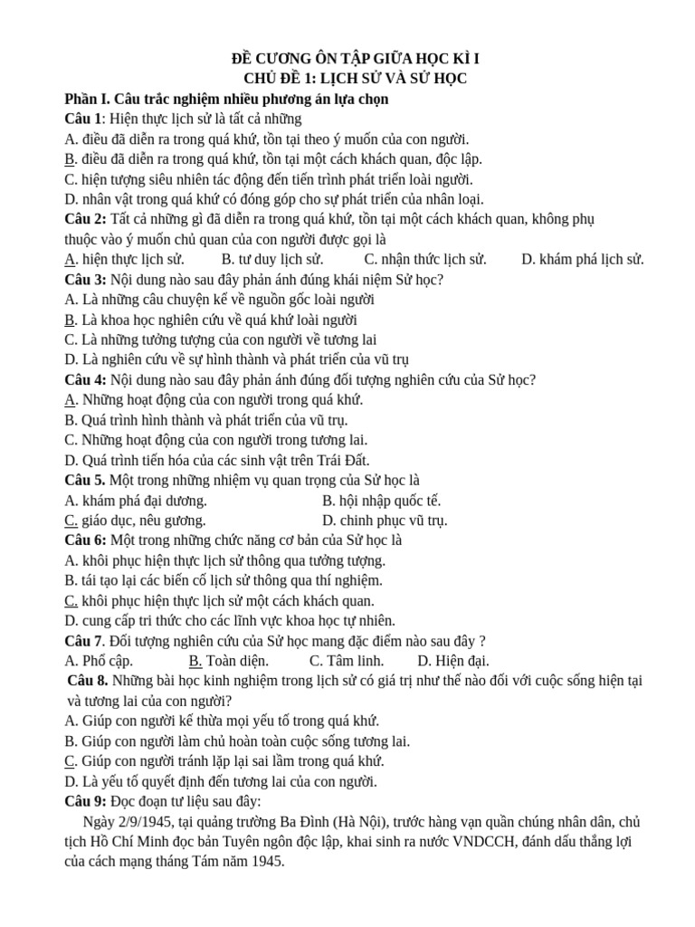 Đê Cương Ôn Tập Gki Sử 10 | PDF