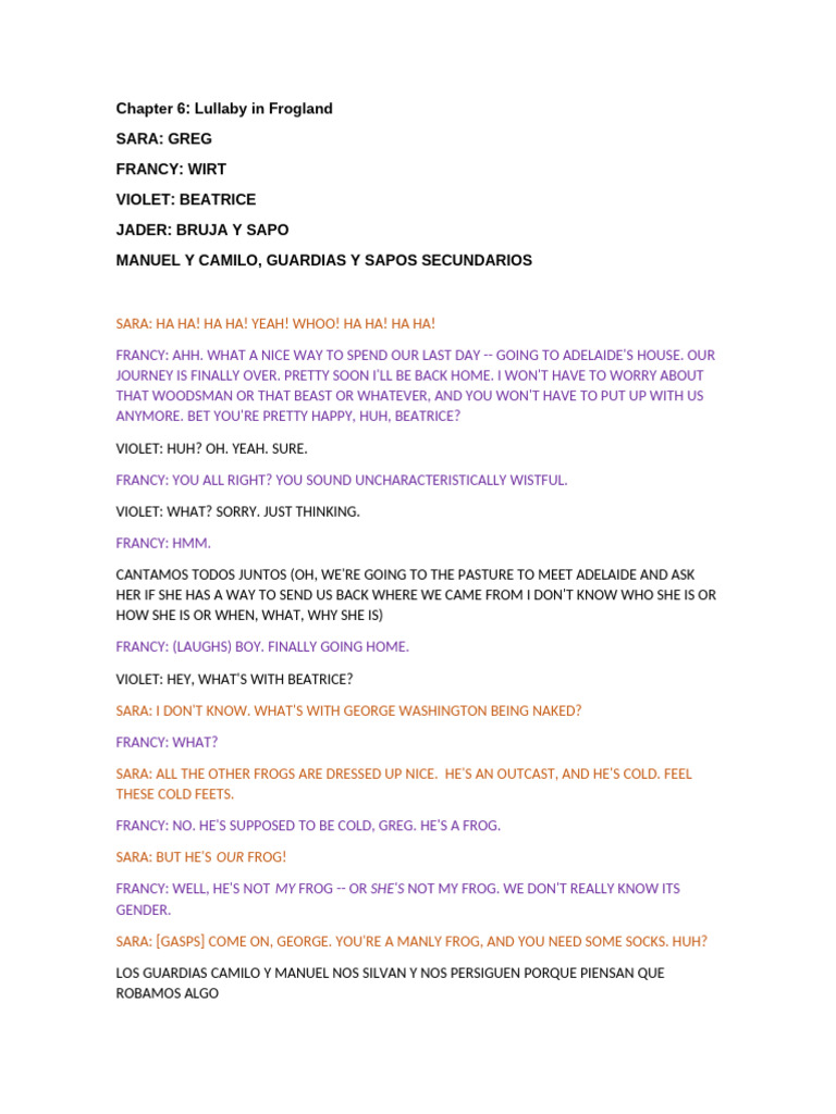 Lullaby in Frogland: Chapter 6 Script | PDF