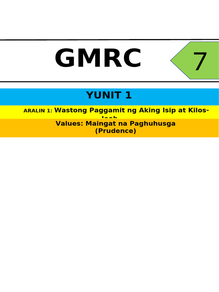 Yunit 1-Aralin 1-GMRC 7 | PDF
