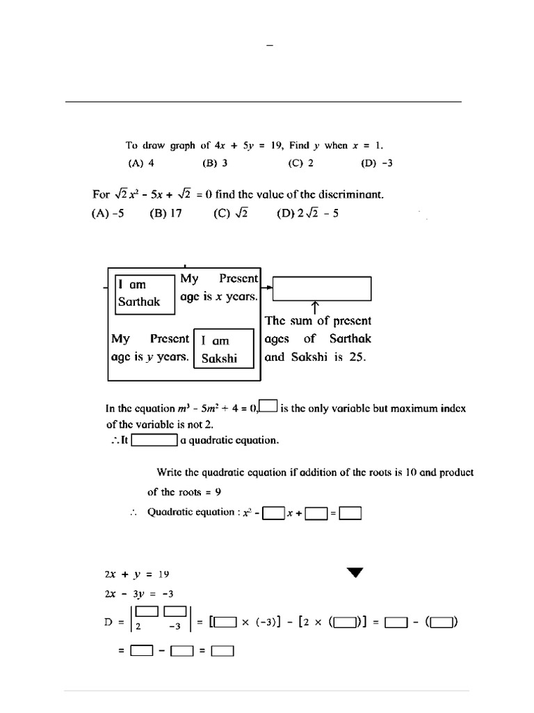 Algebra 1st Unit Test X 2022-23 | PDF