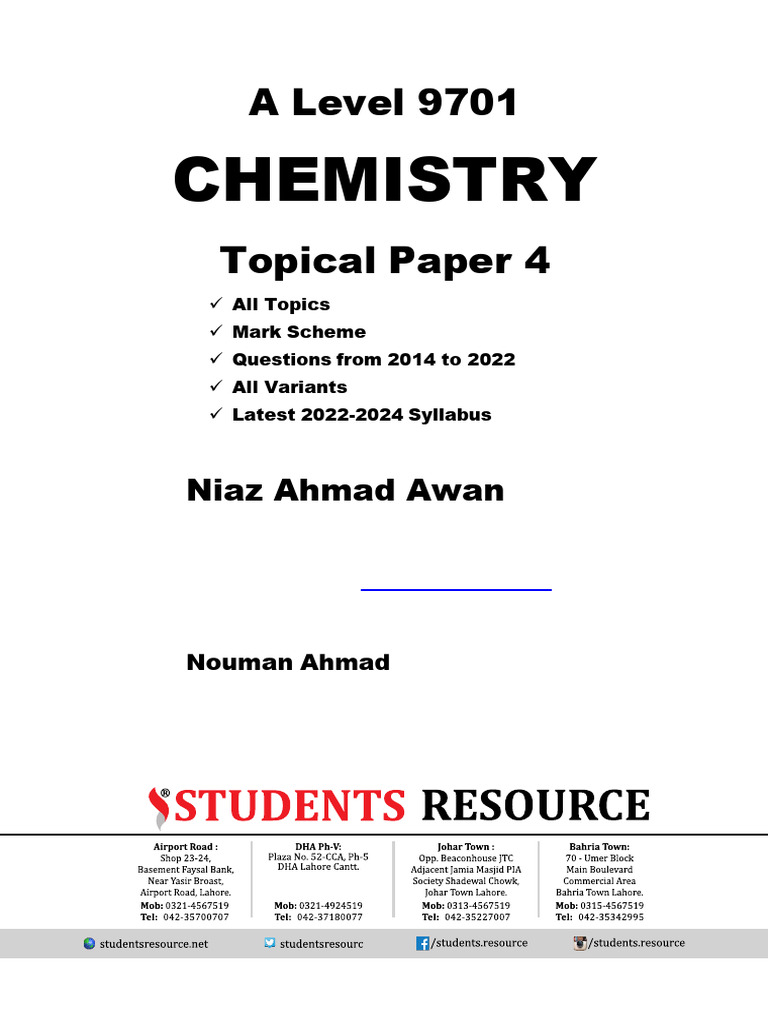 A Level Chemistry Topical Paper 4 2022 2024 | PDF | Ionic Bonding ...