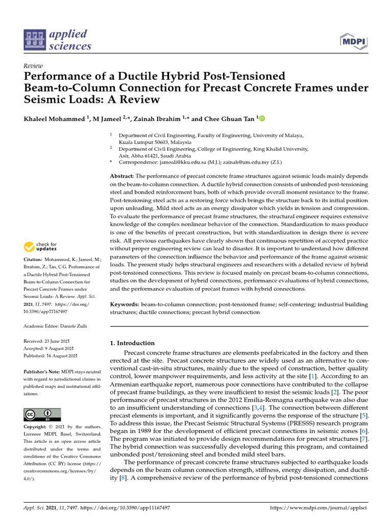 Performance of A Ductile Hybrid Post-Tensioned Beam-To-Column ...