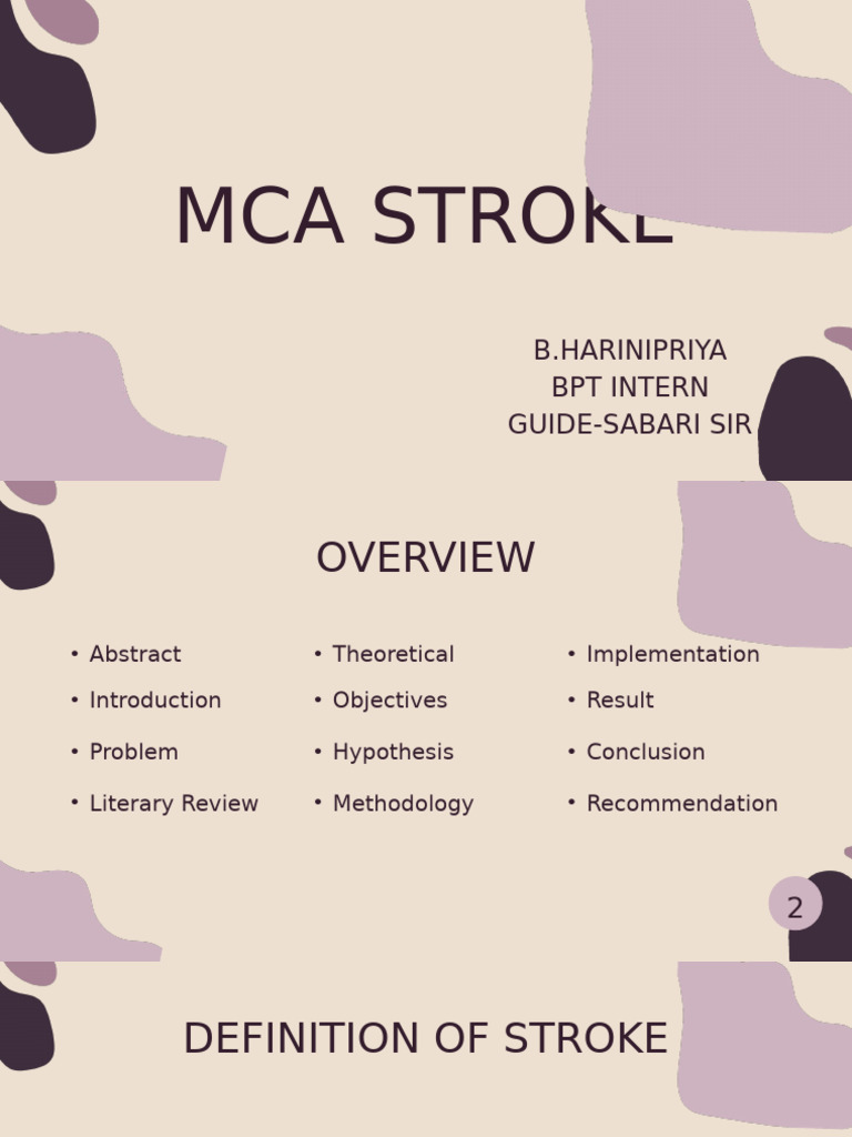 MCA Stroke Overview and Management Guide | PDF | Stroke | Parietal Lobe