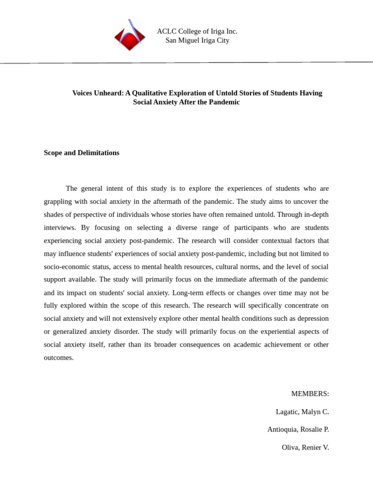 Scope and Delimitations | PDF