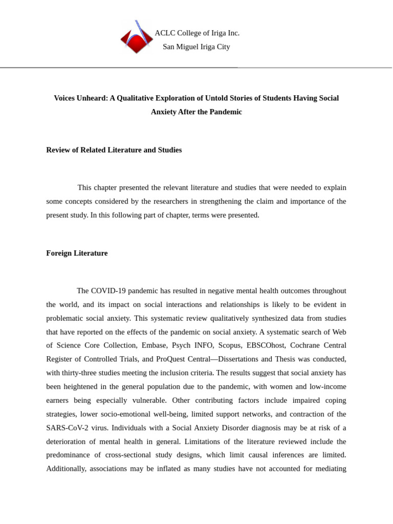 Rrls Scope | PDF | Anxiety | Mental Health