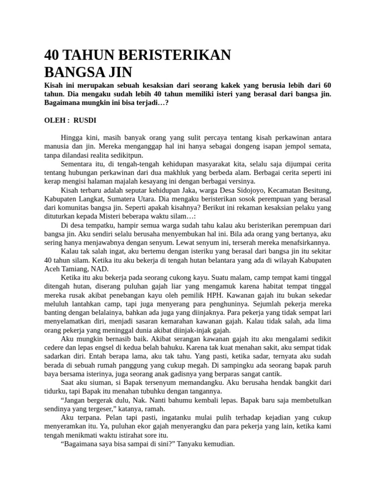 40 Tahun Beristerikan Bangsa Jin | PDF | Fiksi Misteri, Thriller, & Kejahatan