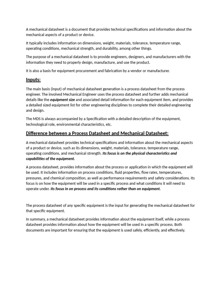 Mechanical Data Sheets | PDF | Technology & Engineering