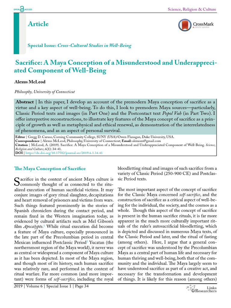 Sacrifice - A Maya Conception of A Misunderstood and Underappreciated ...