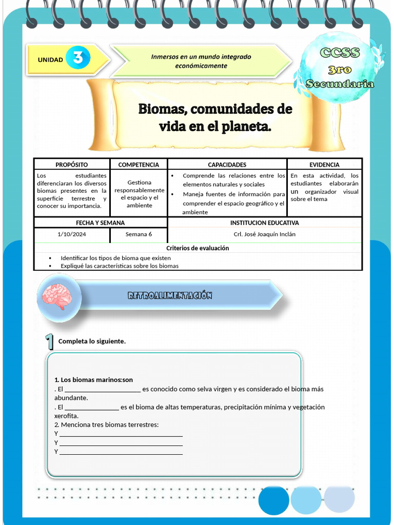 Ficha de Actividad 5 - Biomas Del Planeta - 2 | PDF | Fauna | Entorno ...
