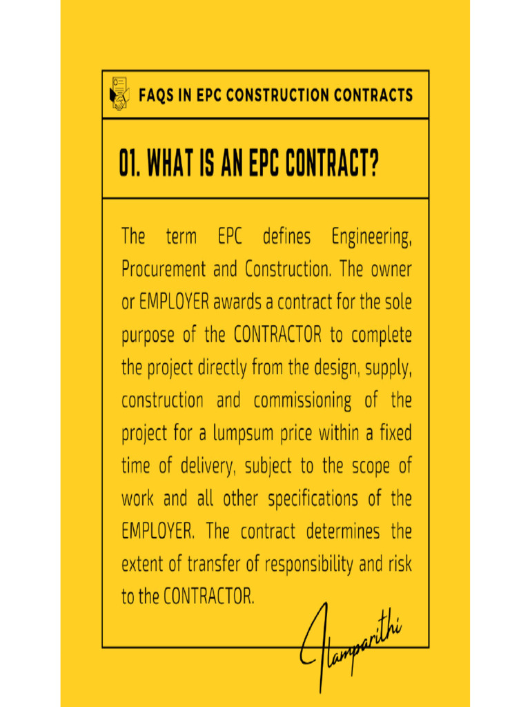FAQs in EPC Contracts | PDF