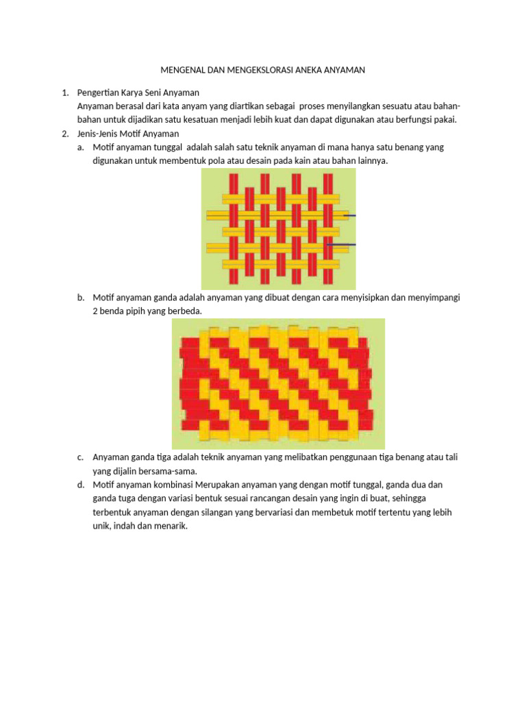 Mengenal Dan Mengekslorasi Aneka Anyaman | PDF | Griya & Taman